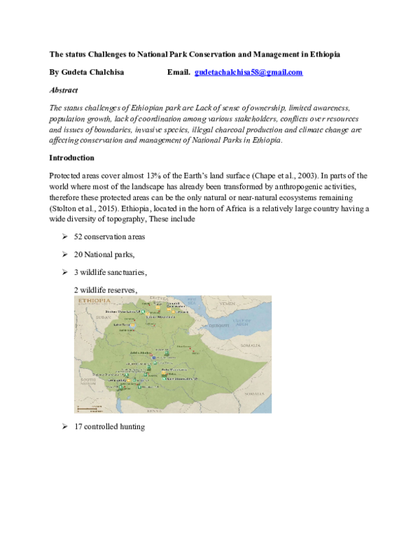 (DOC) The status Challenges to National Park Conservation and ...