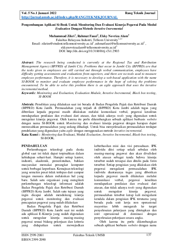 (PDF) Pengembangan Aplikasi Si-Book Untuk Monitoring Dan Evaluasi Kinerja Pegawai Pada Modul ...
