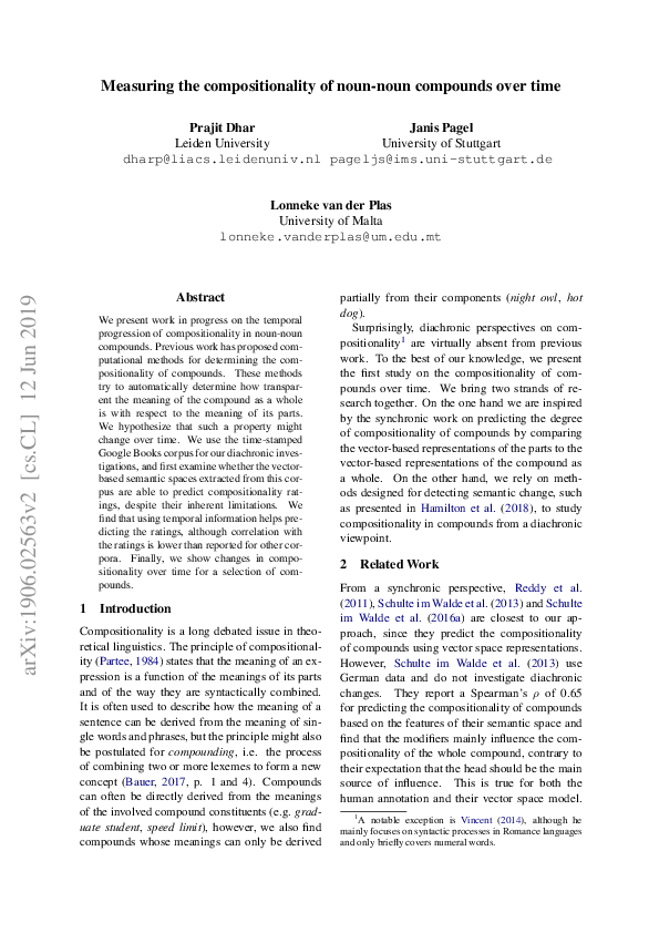 (PDF) Measuring the Compositionality of Noun-Noun Compounds over Time