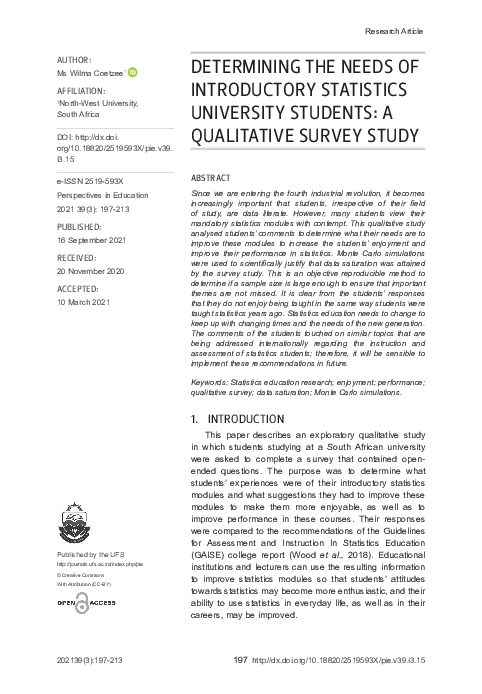 (PDF) Determining the needs of introductory statistics university ...