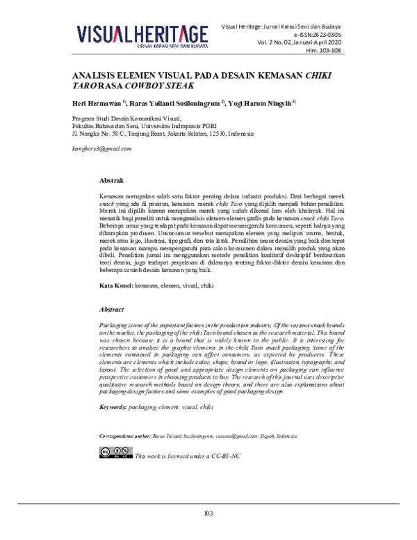 (PDF) Analisis Elemen Visual pada Desain Kemasan Chiki Taro Rasa Cowboy ...