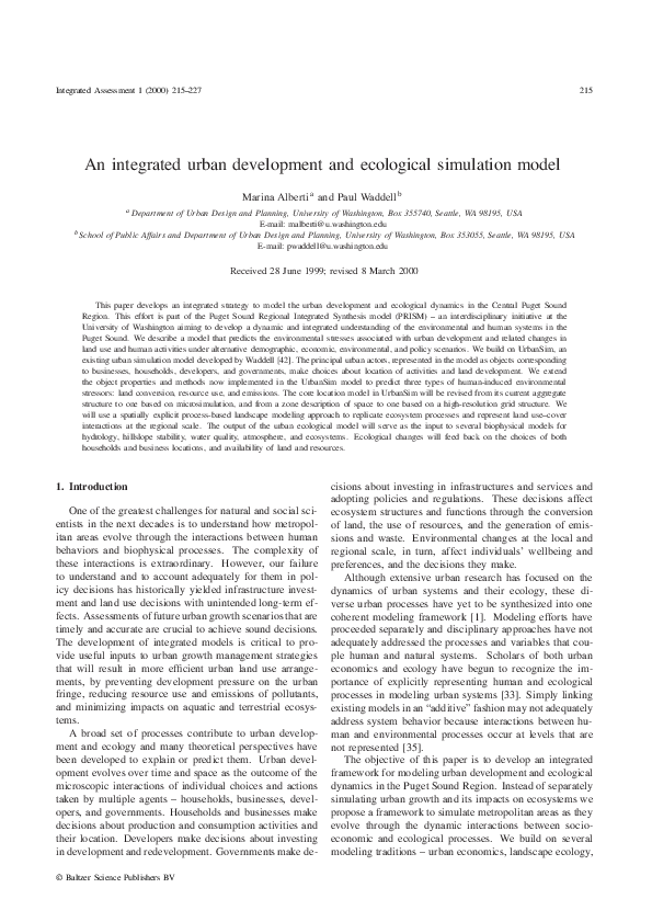 (PDF) An integrated urban development and ecological simulation model