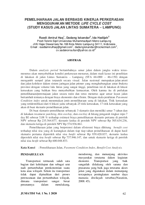 (PDF) Pemeliharaan Jalan Berbasis Kinerja Perkerasan Menggunakan Metode ...