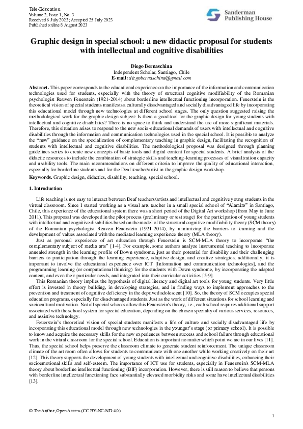(PDF) Graphic design in special school: a new didactic proposal for students with intellectual ...