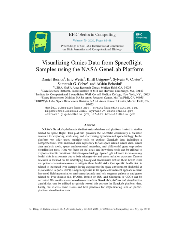 (PDF) Visualizing Omics Data from Spaceflight Samples using the NASA ...