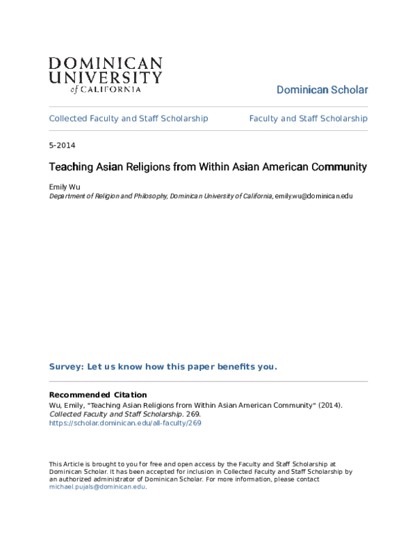 (PDF) Teaching Asian Religions from Within Asian American Community