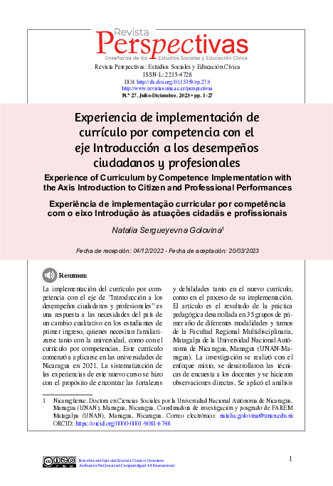 (PDF) Experiencia de implementación de currículo por competencia con el eje Introducción a los ...