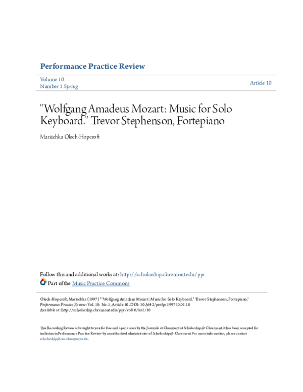 (PDF) Wolfgang Amadeus Mozart : Music for Solo Keyboard