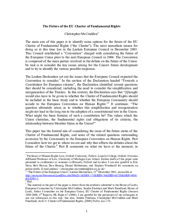 (PDF) The Future of the EU Charter of Fundamental Rights