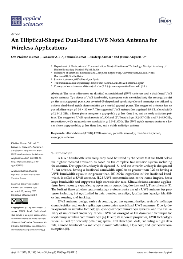 (PDF) An Elliptical-Shaped Dual-Band UWB Notch Antenna for Wireless ...