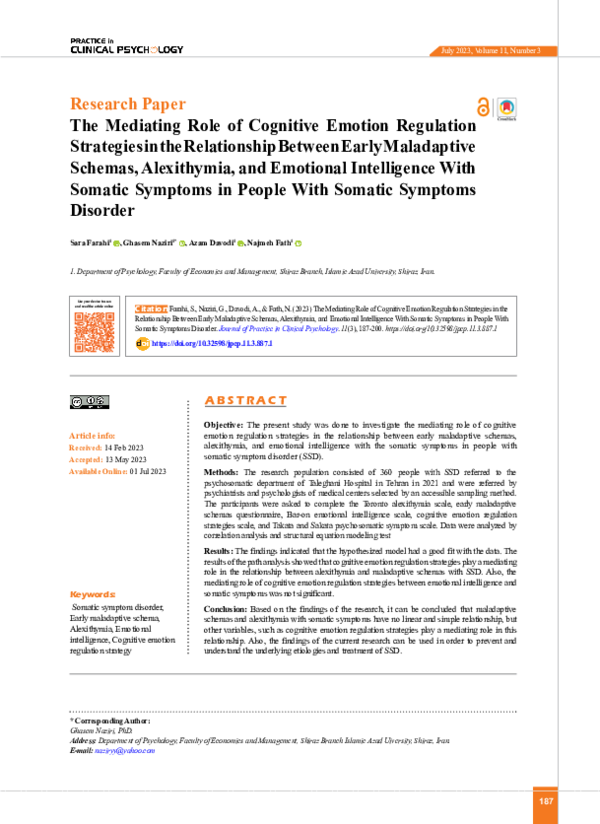 (PDF) The Mediating Role of Cognitive Emotion Regulation Strategies in the Relationship Between ...