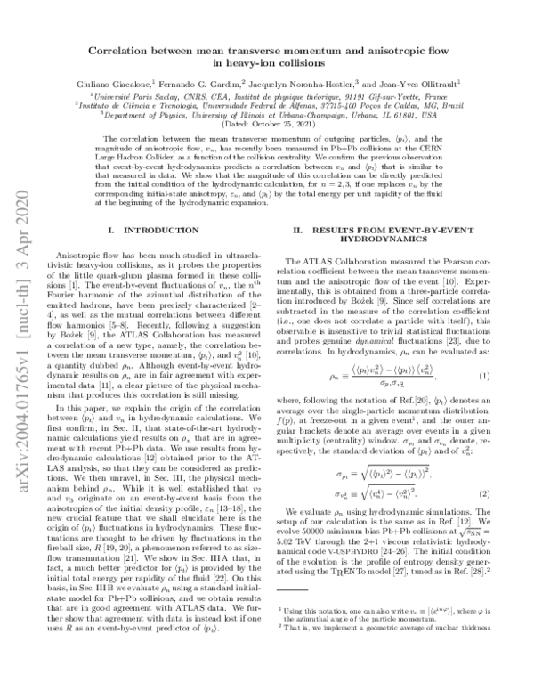 (PDF) Correlation between mean transverse momentum and anisotropic flow in heavy-ion collisions