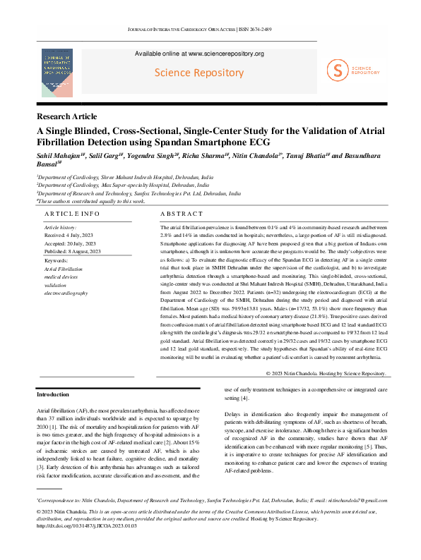 (PDF) A Single Blinded, Cross-Sectional, Single-Center Study for the ...