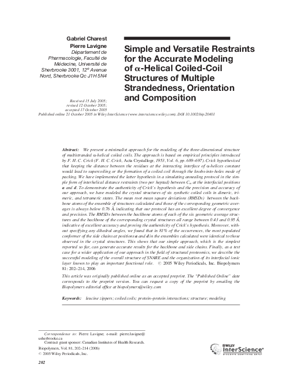 (PDF) Simple and versatile restraints for the accurate modeling of α ...