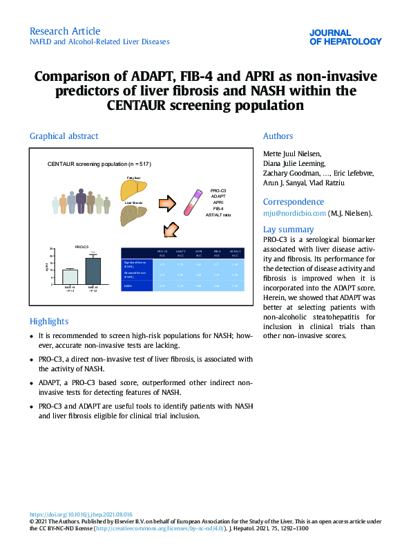 (PDF) Comparison of ADAPT, FIB-4 and APRI as non-invasive predictors of ...