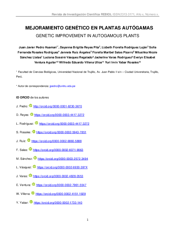 (PDF) Genetic Improvement in Autogamous Plants