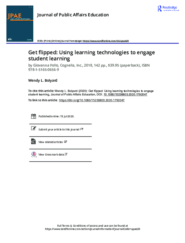 (PDF) Get flipped: Using learning technologies to engage student learning