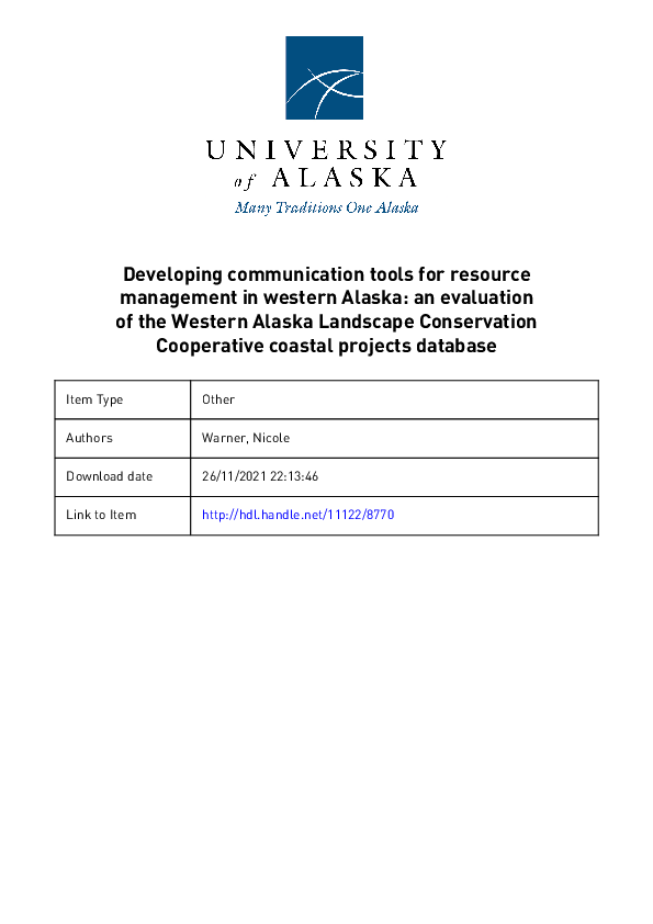 (PDF) Developing communication tools for resource management in western ...