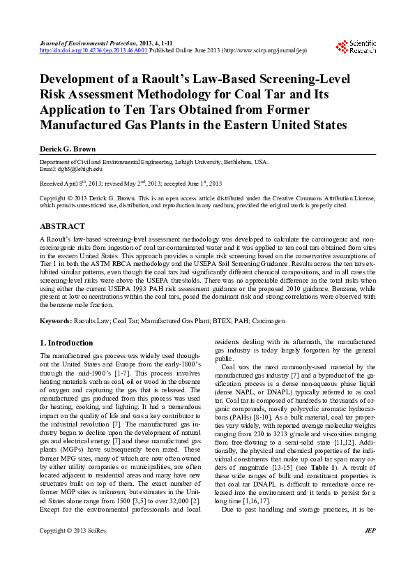 (PDF) Development of a Raoult’s Law-Based Screening-Level Risk ...