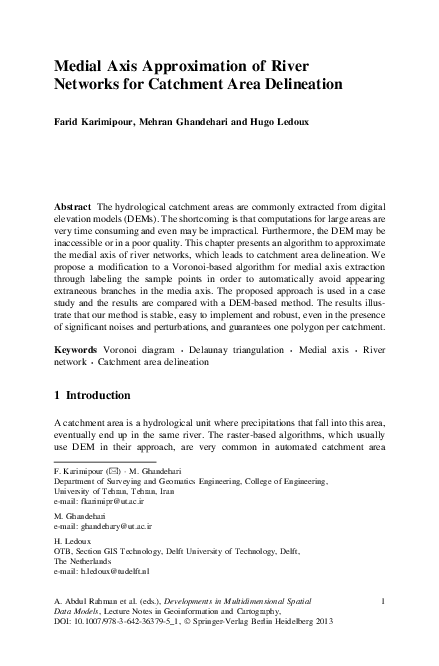 (PDF) Medial Axis Approximation of River Networks for Catchment Area ...