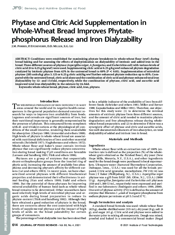 (PDF) Phytase and Citric Acid Supplementation in Whole-Wheat Bread ...