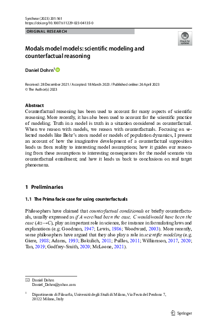 (PDF) Modals model models: scientific modeling and counterfactual reasoning