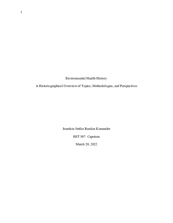 (DOC) Environmental Health History: A Historiographical Overview of ...