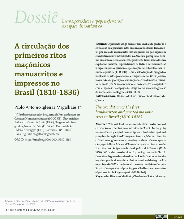 (PDF) A circulação dos primeiros ritos maçônicos manuscritos e ...