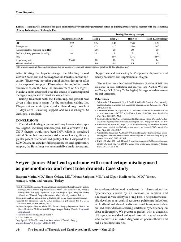 (PDF) Swyer–James–MacLeod syndrome with renal ectopy misdiagnosed as ...