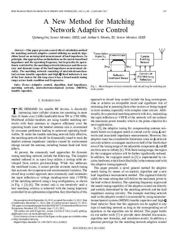 (PDF) A New Method for Matching Network Adaptive Control