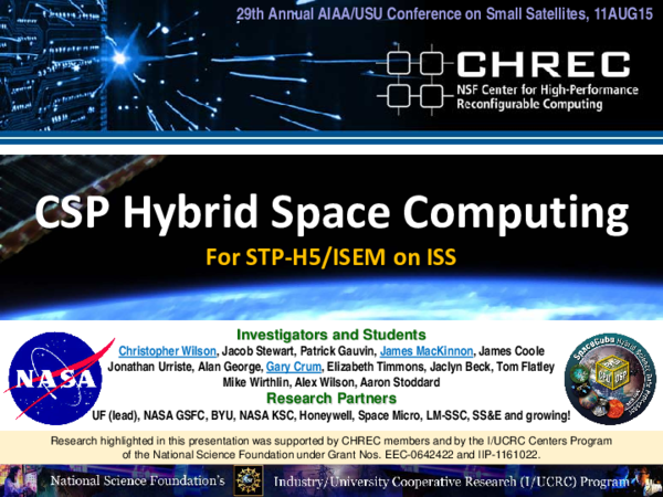 (PDF) CSP Hybrid Space Computing for STP-H5/ISEM on ISS | Gary Crum ...
