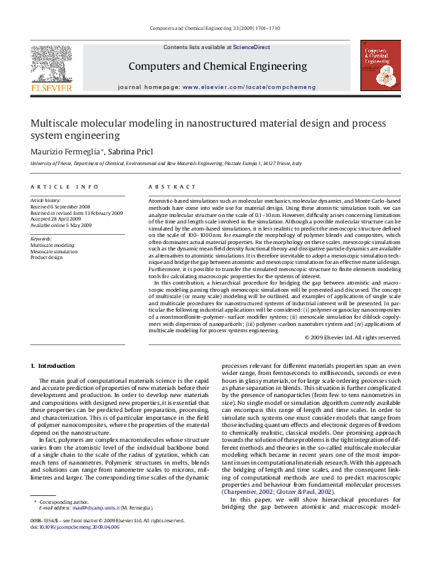 (PDF) Multiscale molecular modeling in nanostructured material design and process system ...