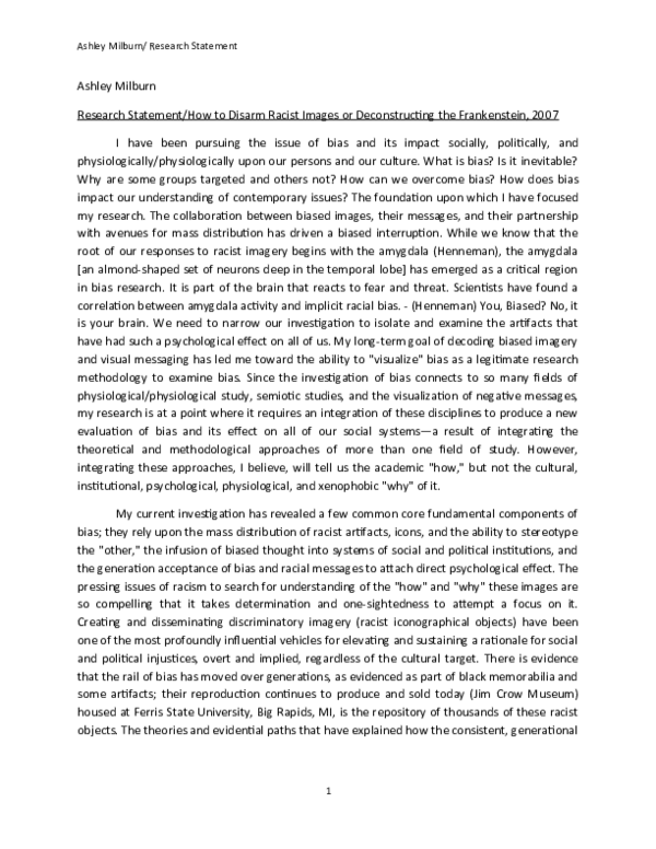 (DOC) Research Statement How to Disarm Racist Images