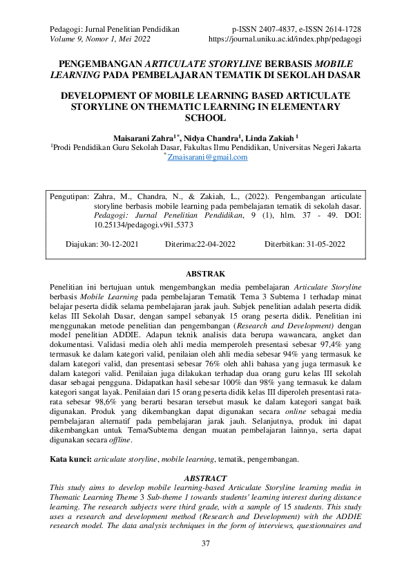 (PDF) Pengembangan Articulate Storyline Berbasis Mobile Learning Pada Pembelajaran Tematik DI ...