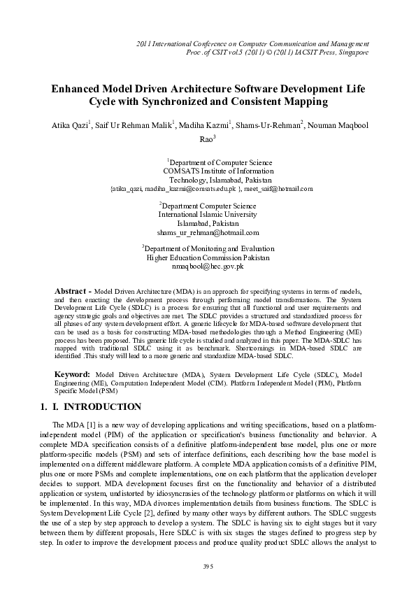 (PDF) Enhanced Model Driven Architecture Software Development Life ... (PDF) Enhanced Model Driven Architecture Software Development Life ...