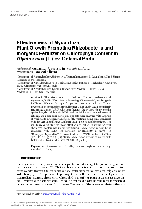 (PDF) Mycorrhiza and PGPR Effects on Soybean Chlorophyll