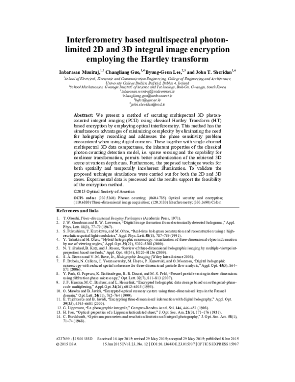(PDF) Interferometry based multispectral photon-limited 2D and 3D ...