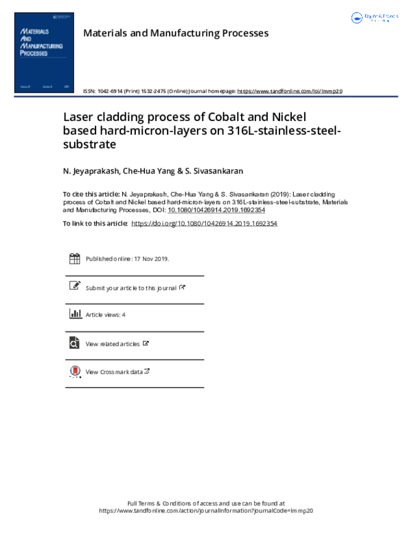 (PDF) Laser cladding process of Cobalt and Nickel based hard-micron-layers on 316L-stainless ...