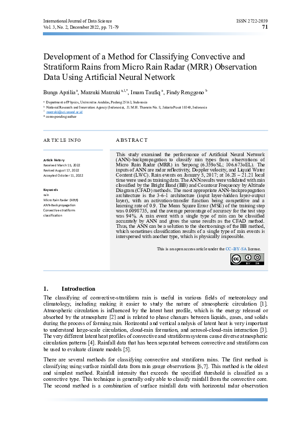 (PDF) Development of a Method for Classifying Convective and Stratiform Rains from Micro Rain ...