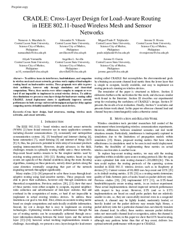 (PDF) Cross layer Design For Load Aware Routing Pre print