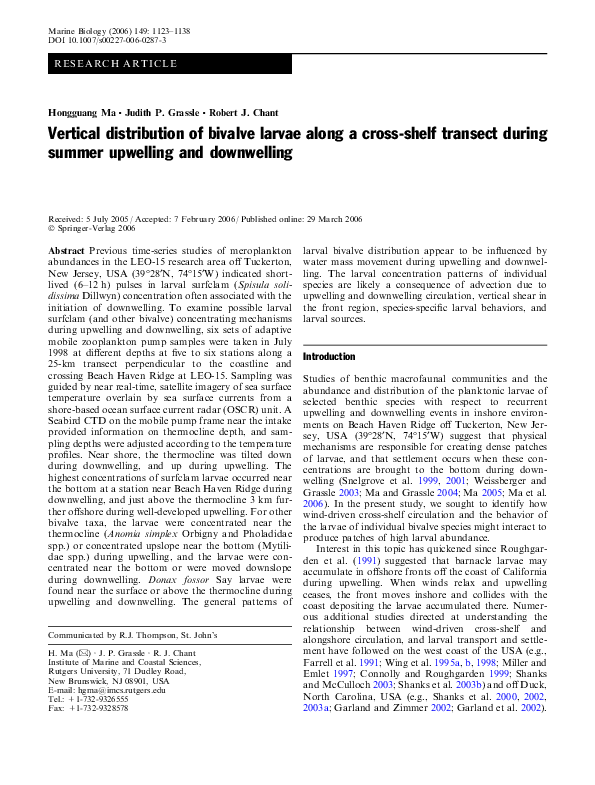 (PDF) Vertical distribution of bivalve larvae along a cross-shelf ...