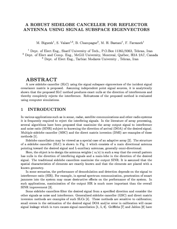 (PDF) A Robust Sidelobe Canceller for Reflector Antenna Using Signal ...