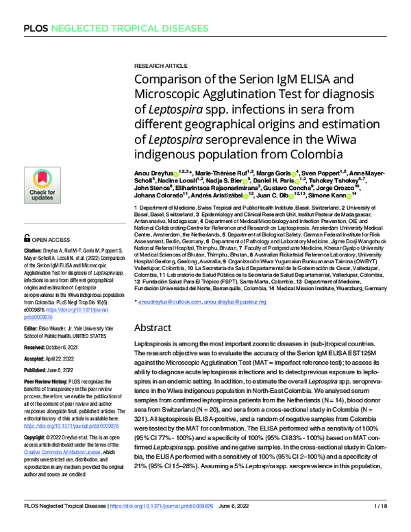 (PDF) Comparison of the Serion IgM ELISA and Microscopic Agglutination ...