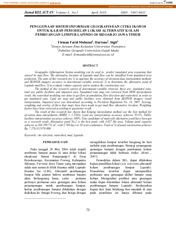 (PDF) Penggunaan Sistem Informasi Geografis Dan Citra Ikonos Untuk ...
