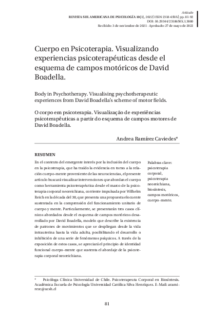 (PDF) Cuerpo en Psicoterapia. Visualizando experiencias ...