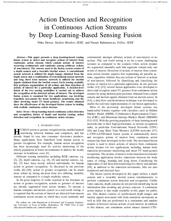 Pdf Action Detection And Recognition In Continuous Action Streams By Deep Learning Based