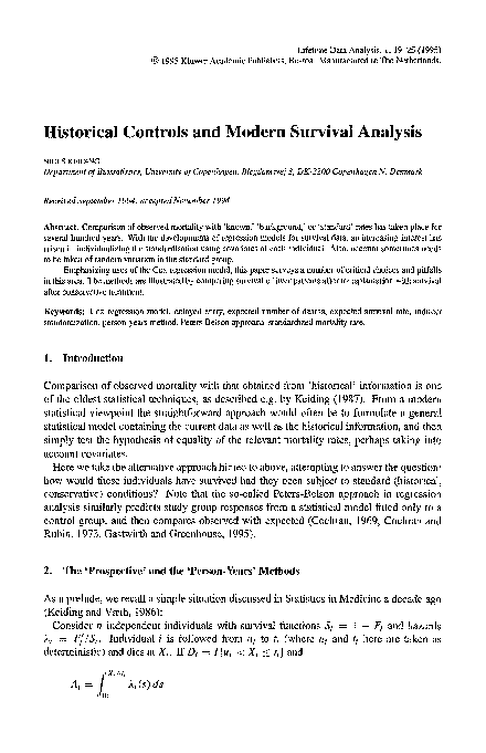 (PDF) Historical controls and modern survival analysis