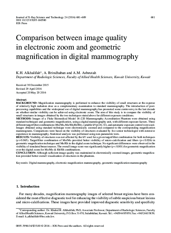 (PDF) Comparison between image quality in electronic zoom and geometric ...
