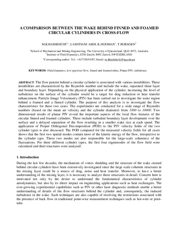 (PDF) A comparison between the wake behind finned and foamed circular cylinders in cross-flow