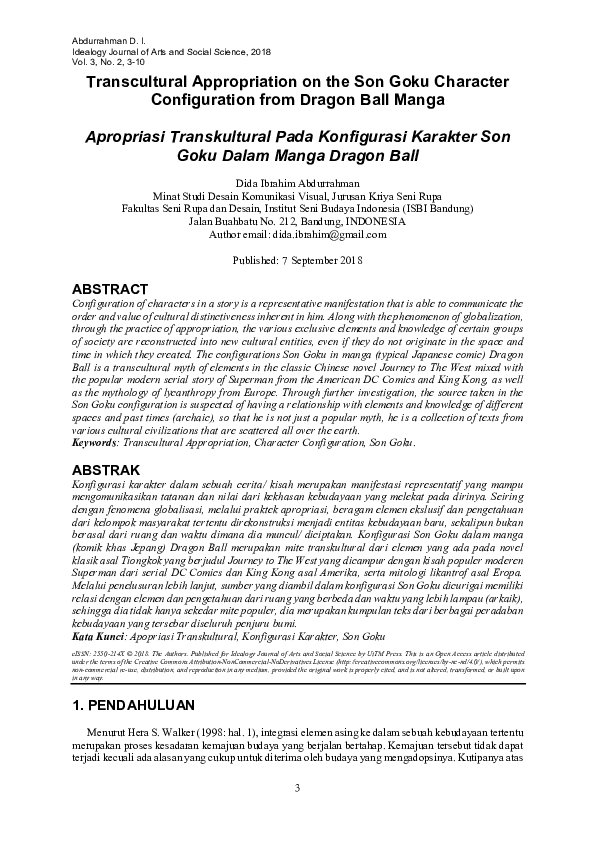 (PDF) Transcultural Appropriation on the Son Goku Character Configuration from Dragon Ball Manga